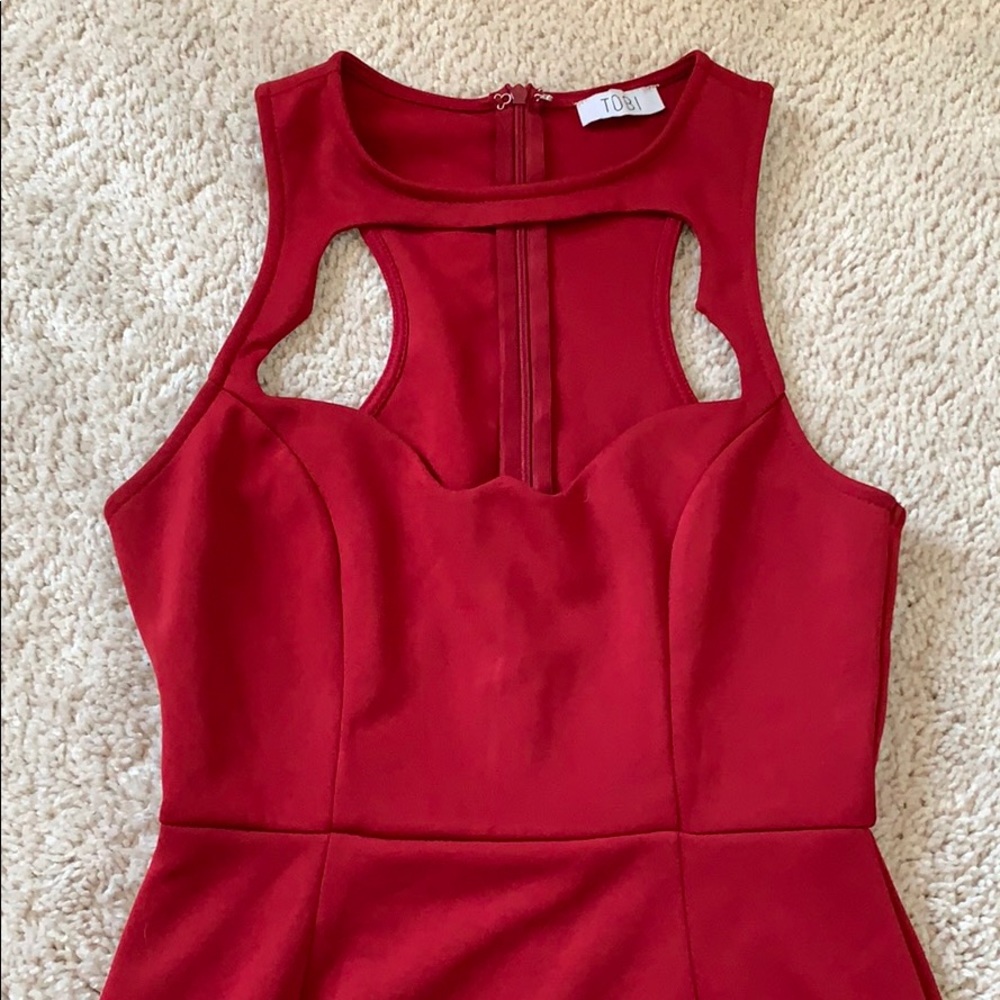Cherry Red Tobi Bodycon Cutout Dress - Gem